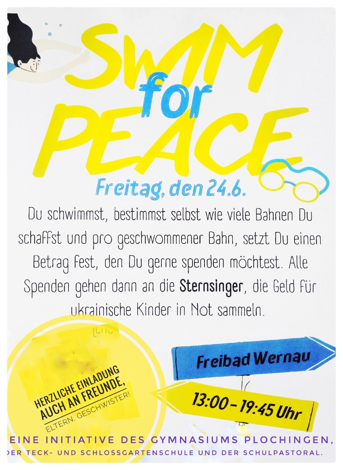 swim for peace am Freitag, 24. Juni 2022 im Freibad Wernau ...